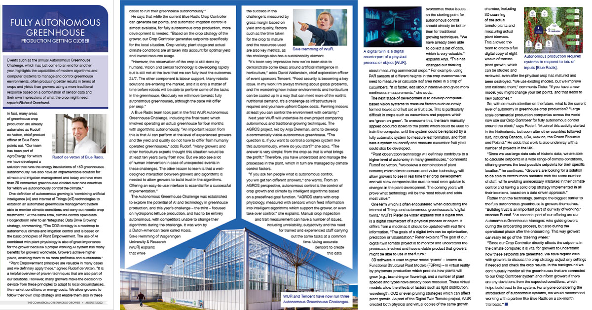 Full autonomous greenhouse production | article Commercial Greenhouse ...